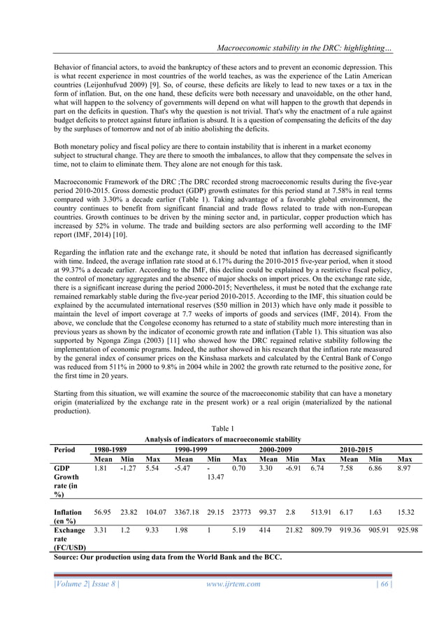 Macroeconomic stability in the DRC: highlighting the role of exchange ...