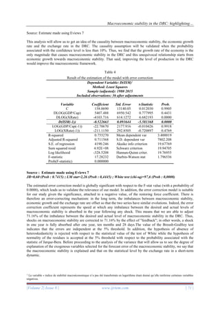 Macroeconomic stability in the DRC: highlighting the role of exchange ...