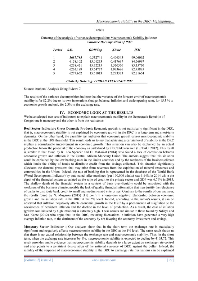 Macroeconomic stability in the DRC: highlighting the role of exchange ...