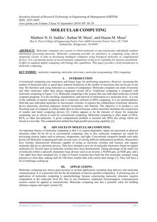 MOLECULAR COMPUTING | PDF