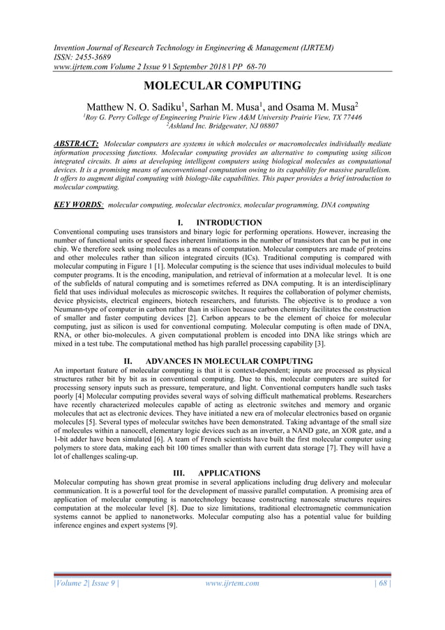 MOLECULAR COMPUTING | PDF