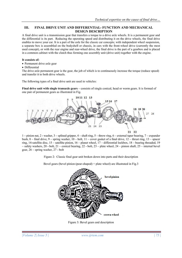 Technical expertise on the cause of final drive unit failure of the VAZ ...