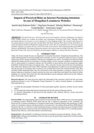 Impacts of Perceived Risks on Internet Purchasing Intention: In case of ...