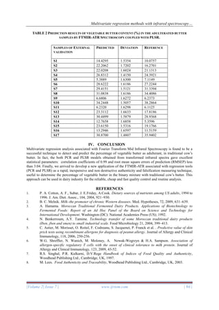 Multivariate regression methods with infrared spectroscopy to detect the falsification of ...