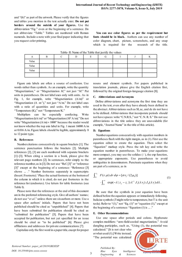 Ijrte paper template | DOC | Desktop Publishing | Computer Software and ...