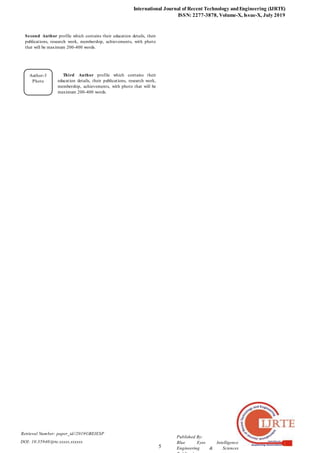 Ijrte paper template | DOC