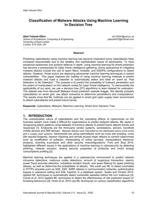 Classification of Malware Attacks Using Machine Learning In Decision Tree | PDF | Technology ...