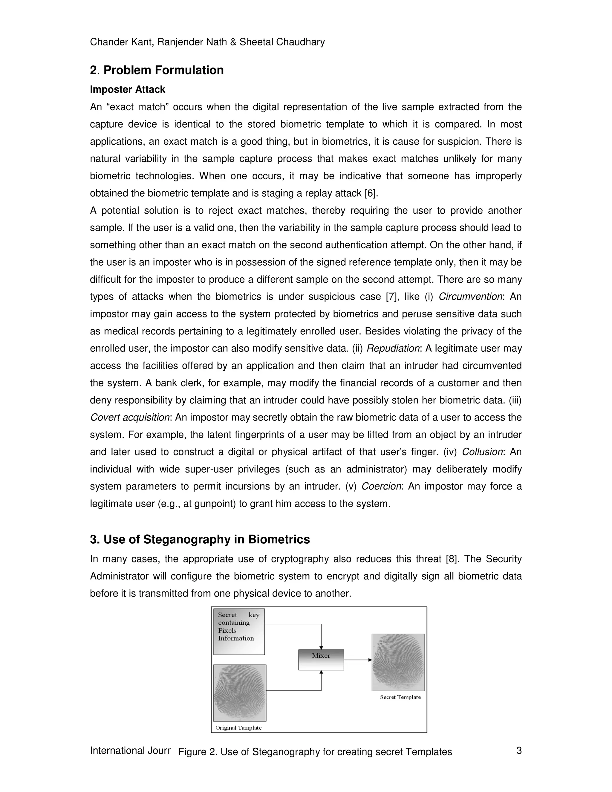 Biometrics Security using Steganography | PDF