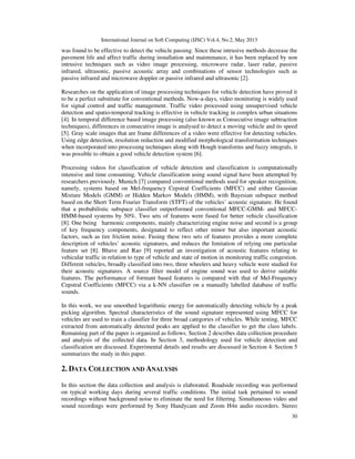 EXPLORING SOUND SIGNATURE FOR VEHICLE DETECTION AND CLASSIFICATION USING ANN | PDF