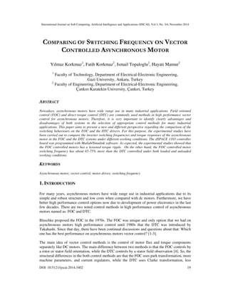 COMPARING OF SWITCHING FREQUENCY ON VECTOR CONTROLLED ASYNCHRONOUS MOTOR | PDF