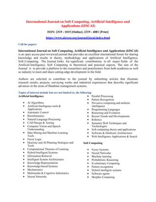 International Journal on Soft Computing, Artificial Intelligence and ...