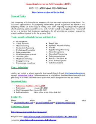 International Journal on Soft Computing (IJSC) | PDF