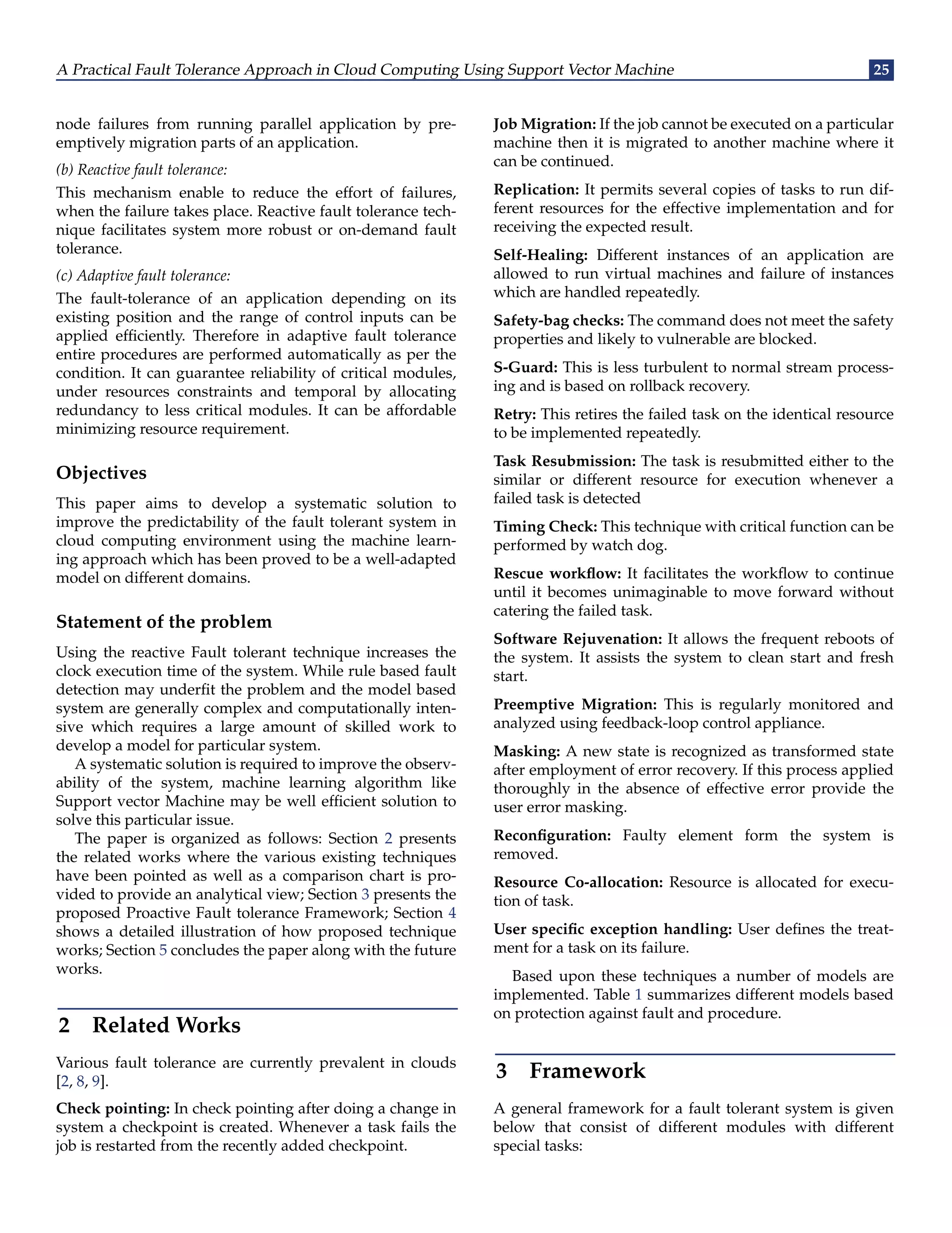 A Practical Fault Tolerance Approach In Cloud Computing Using Support
