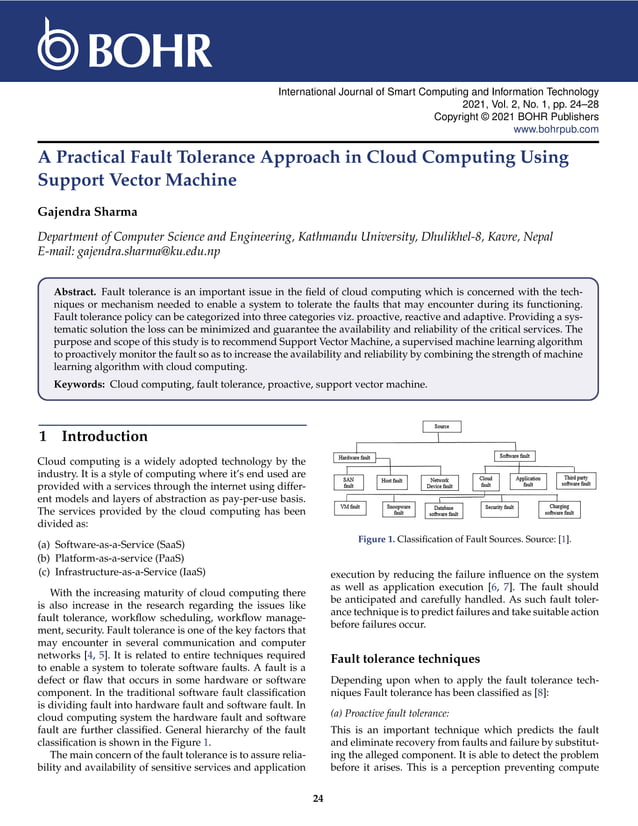 A Practical Fault Tolerance Approach in Cloud Computing Using Support Vector Machine | PDF ...