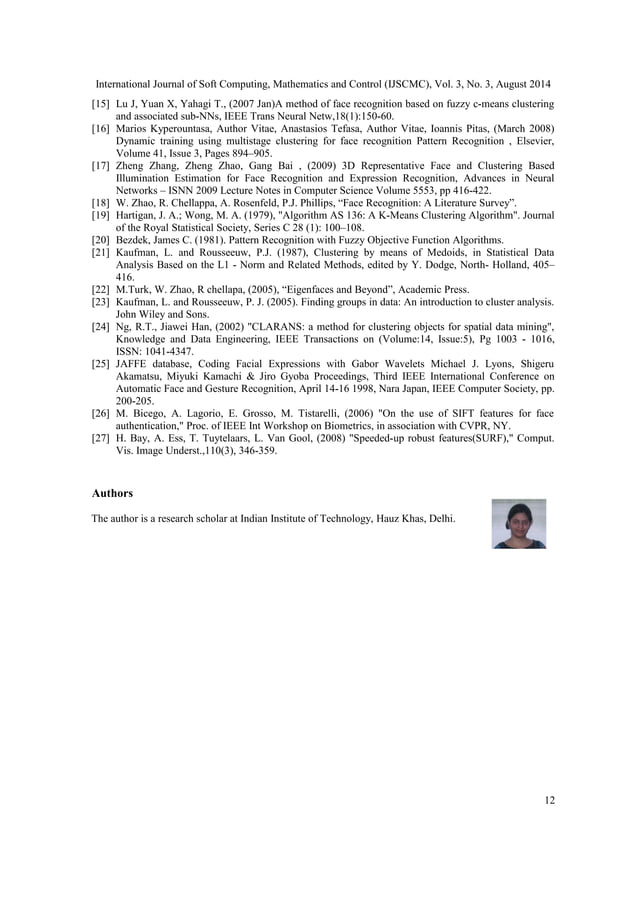 K Medoids Clustering Using Partitioning Around Medoids For Performing Face Recognition Doc