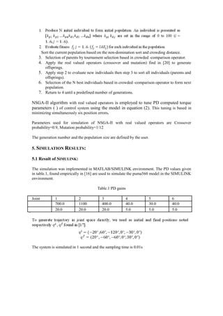 PUMA 560 TRAJECTORY CONTROL USING NSGA-II TECHNIQUE WITH REAL VALUED ...