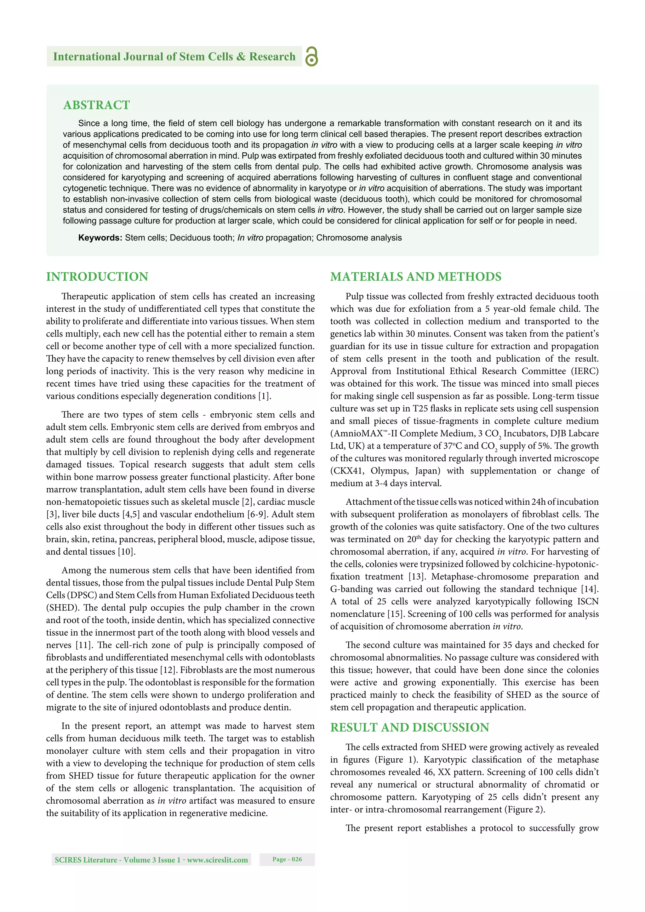 International Journal of Stem Cells & Research | PDF