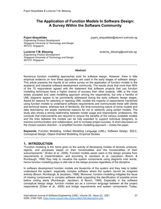 The Application of Function Models In Software Design: A Survey Within ...