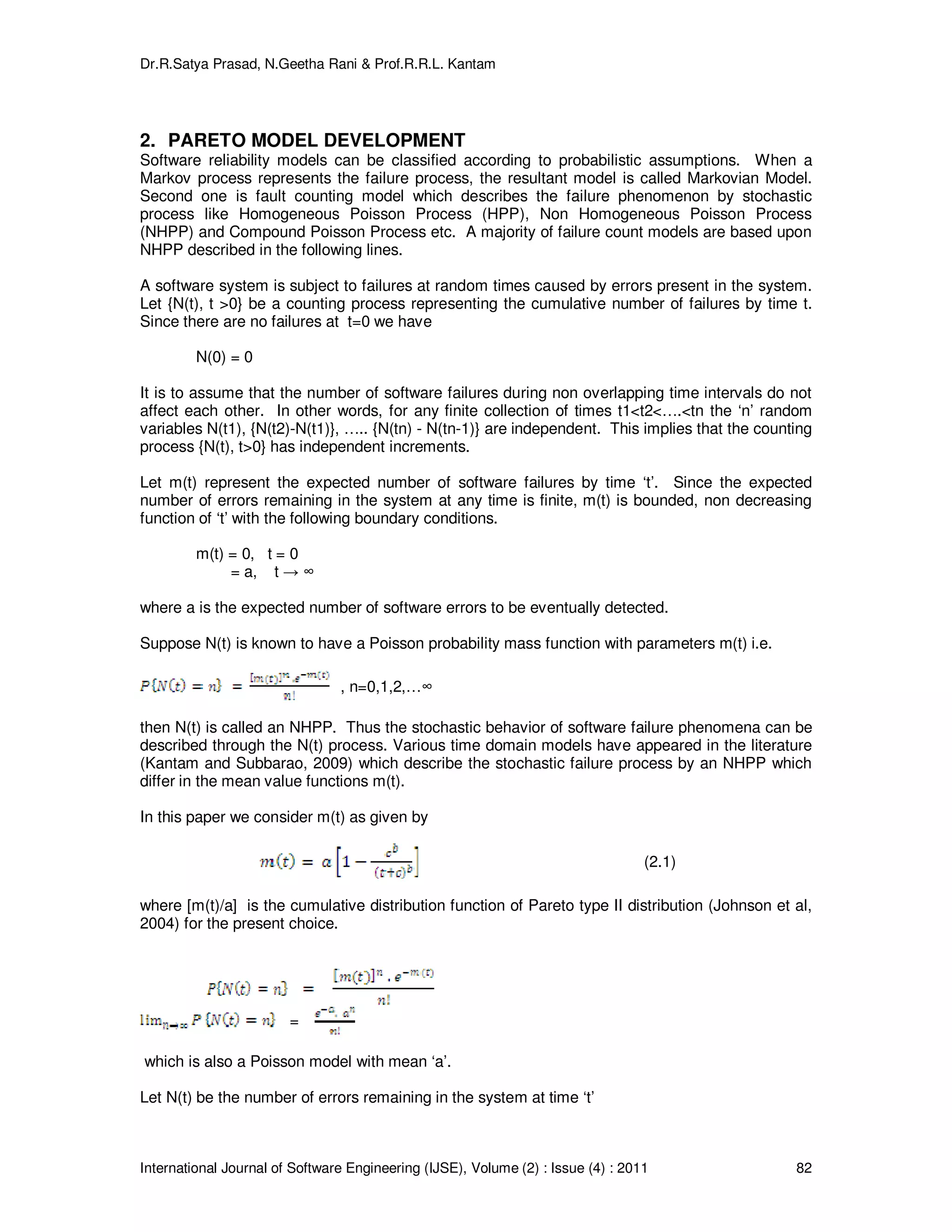 Pareto Type Ii Based Software Reliability Growth Model Pdf Computer