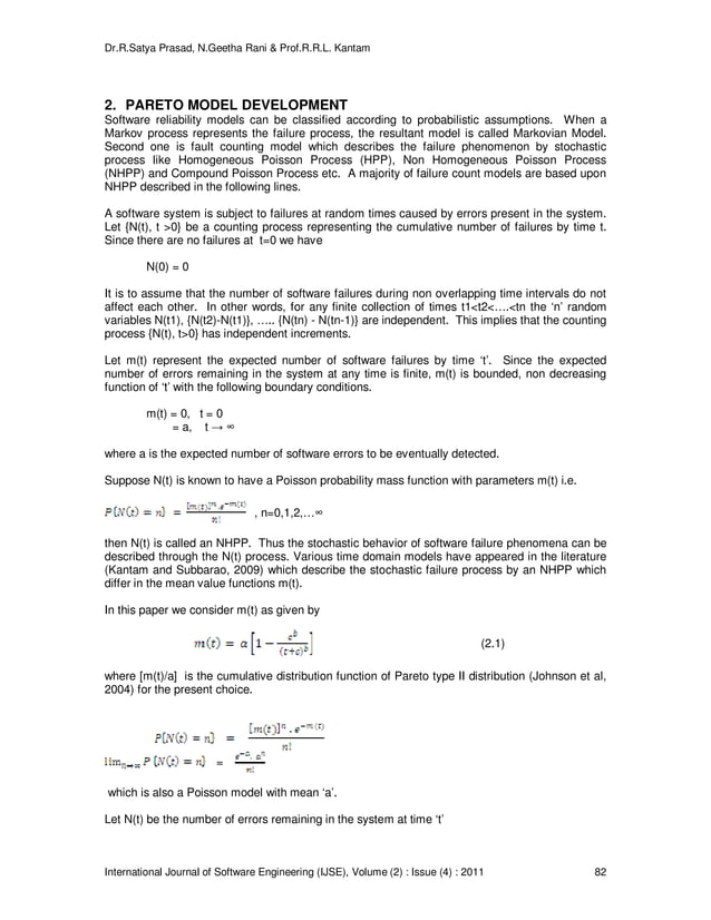 Pareto Type II Based Software Reliability Growth Model | PDF | Computer Software and ...