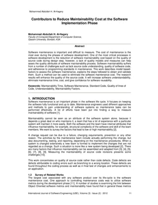 Contributors to Reduce Maintainability Cost at the Software ...