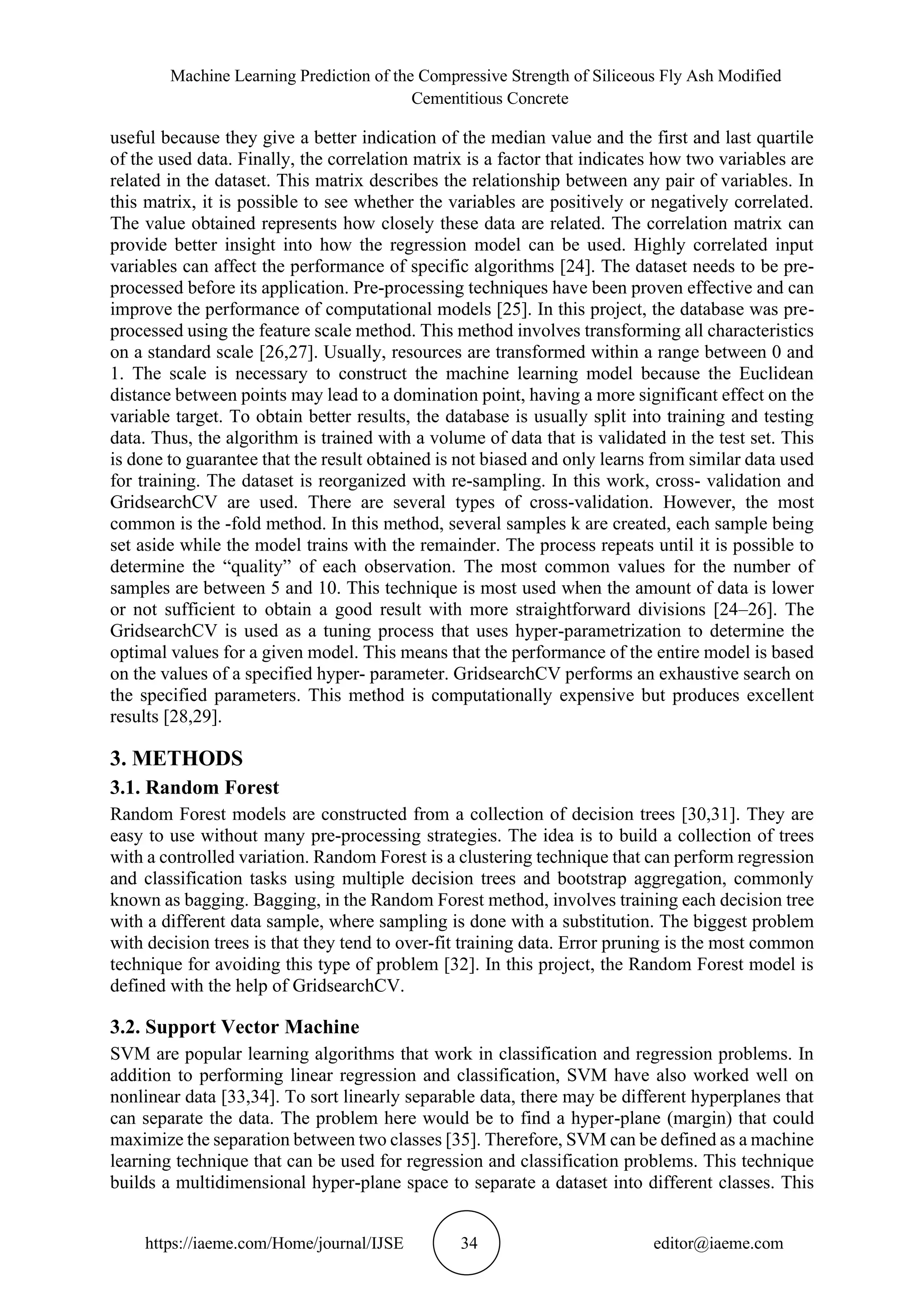 MACHINE LEARNING PREDICTION OF THE COMPRESSIVE STRENGTH OF SILICEOUS ...