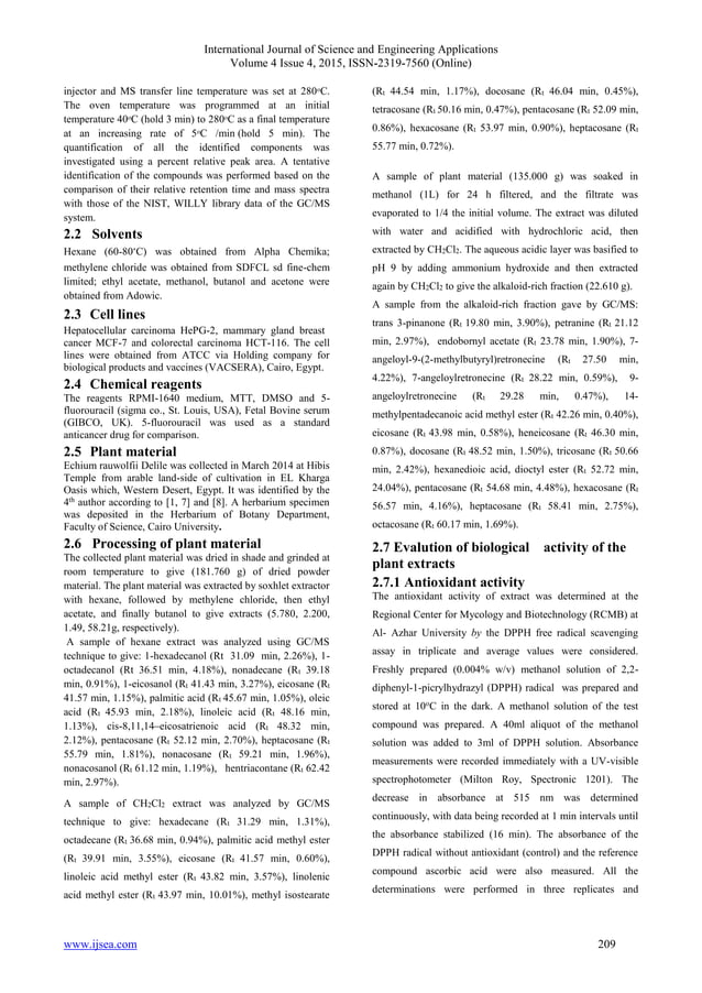Fatty Acid Pattern and Alkaloids of Echium Rauwolfii | PDF