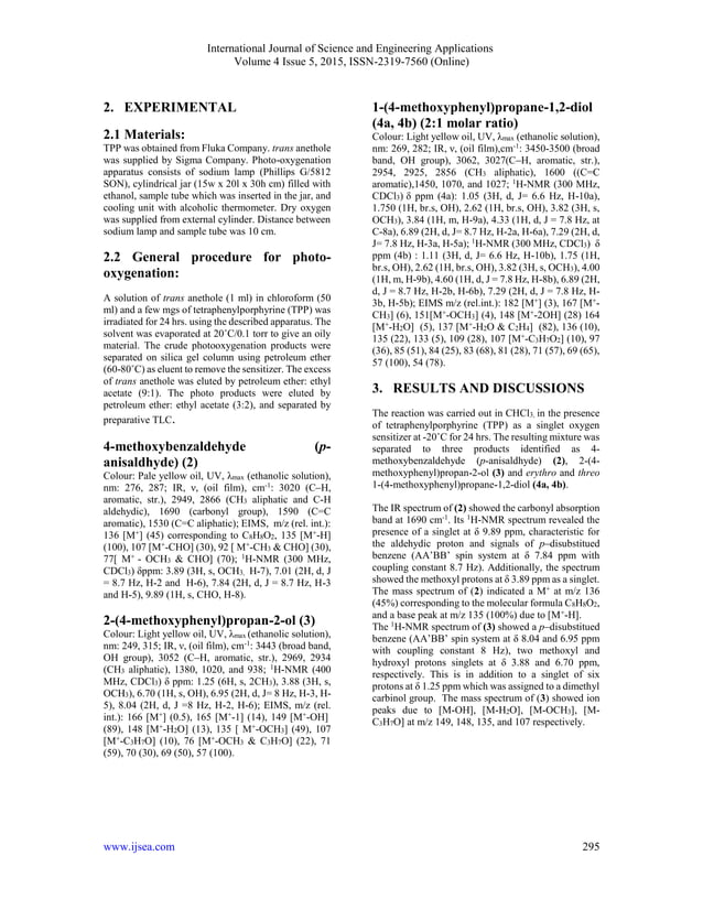 Photo-Oxygenation of Trans Anethole | PDF