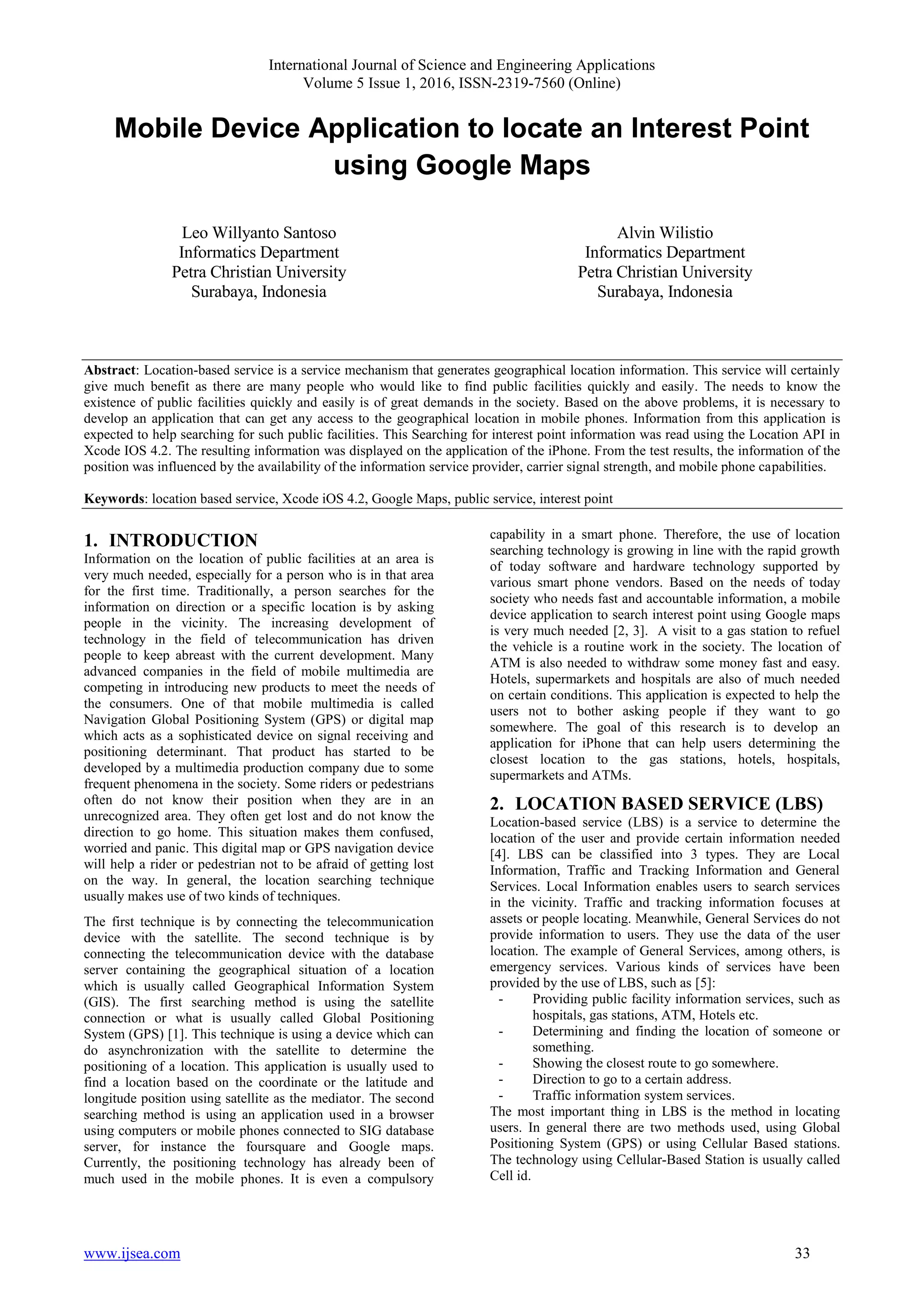 Mobile Device Application to locate an Interest Point using Google Maps | PDF