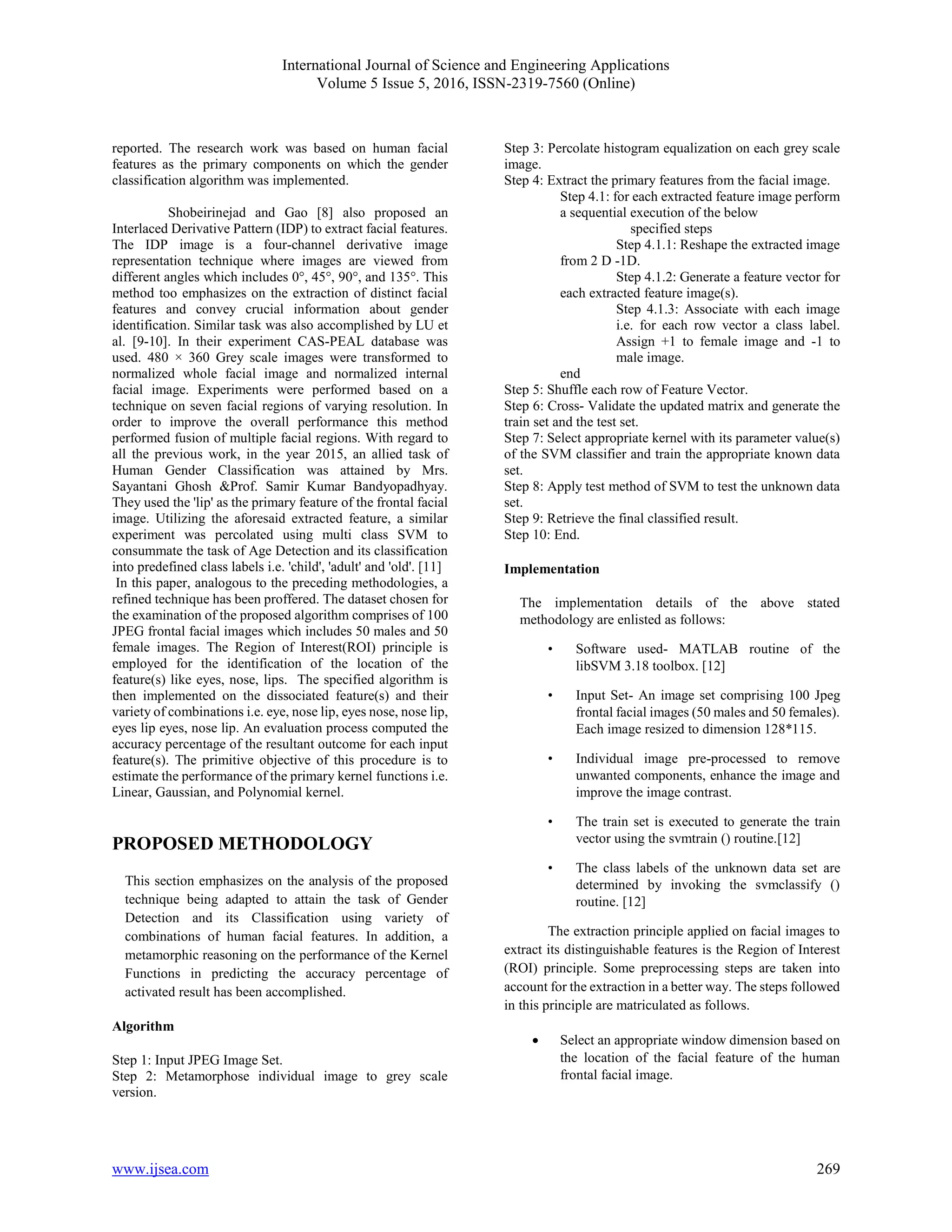 Identifying Gender From Facial Parts Using Support Vector Machine Classifier Pdf