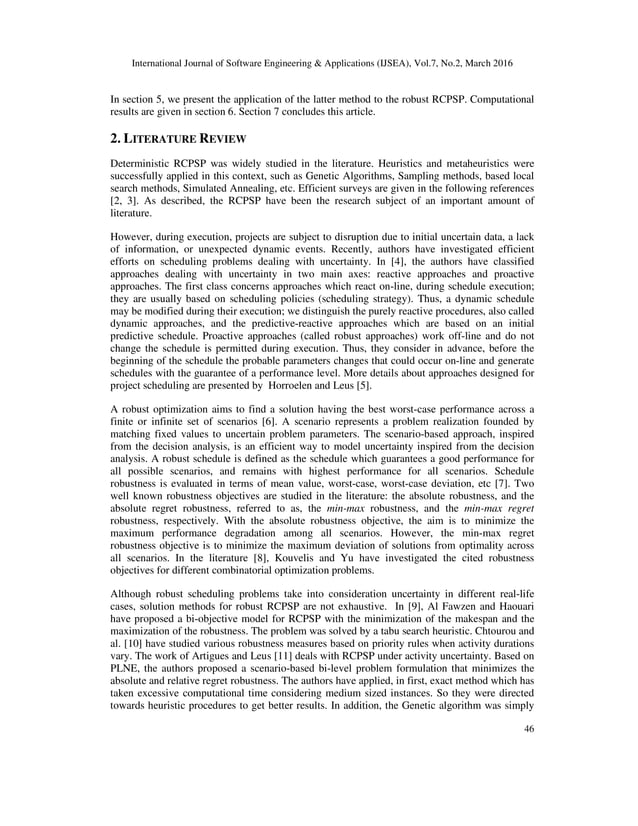 ROBUST OPTIMIZATION FOR RCPSP UNDER UNCERTAINTY | PDF