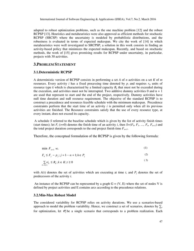ROBUST OPTIMIZATION FOR RCPSP UNDER UNCERTAINTY | PDF