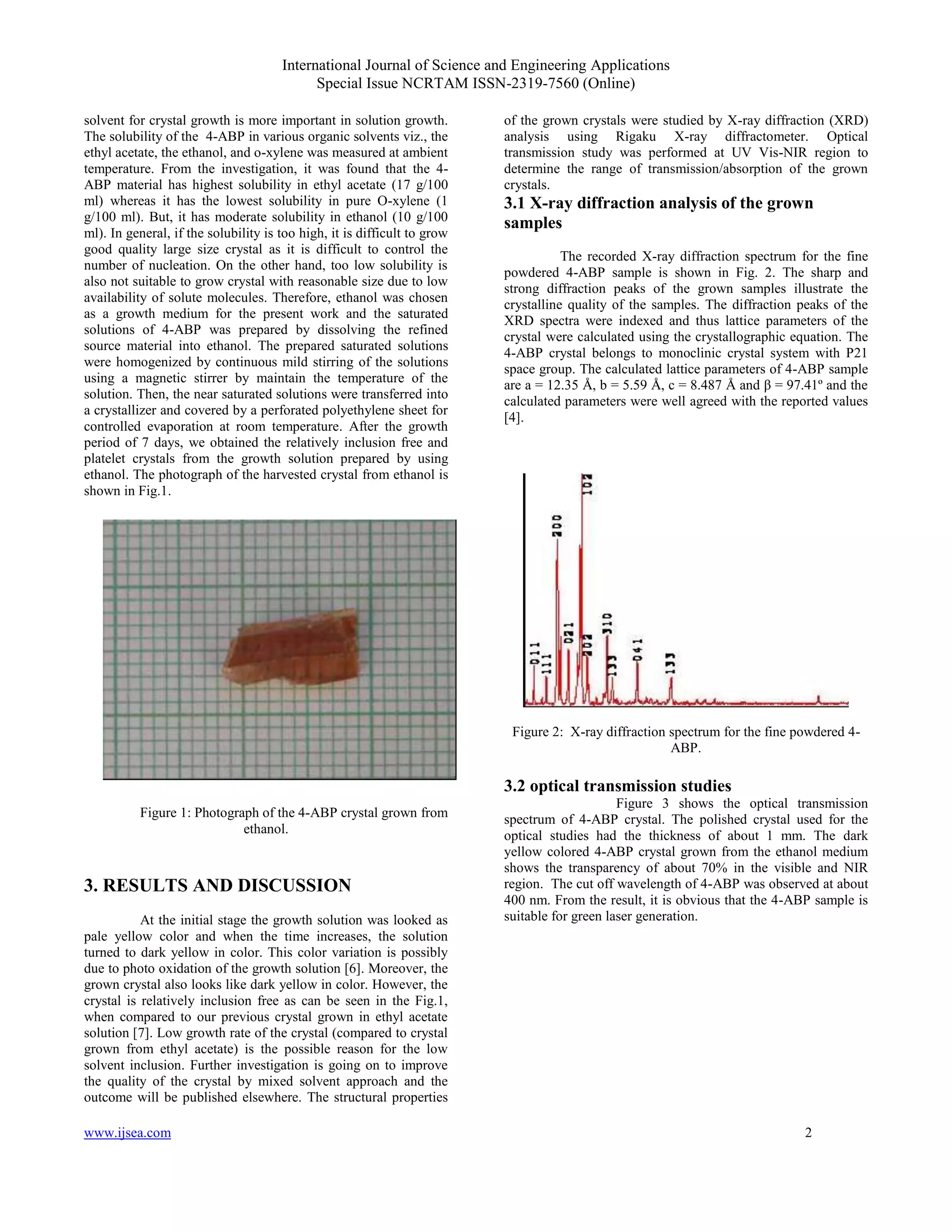 Solubility Studies and Growth of 4-aminobenzophenone Single Crystal: a ...