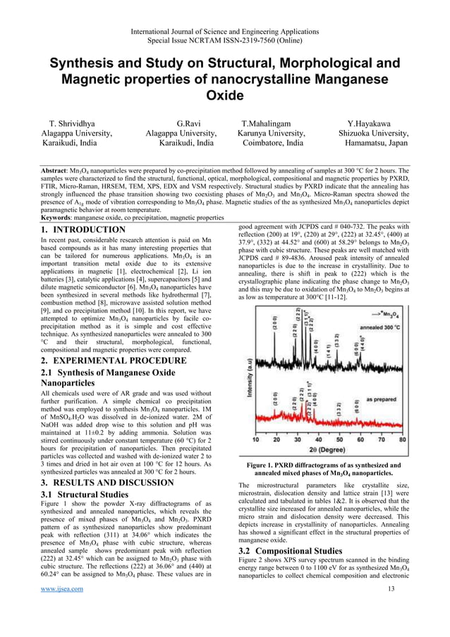 Synthesis and Study on Structural, Morphological and Magnetic properties of nanocrystalline ...