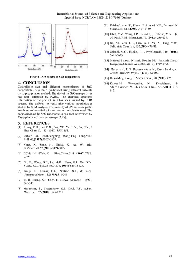 Effect of Solvents on Size and Morphologies Of sno Nanoparticles via Chemical Co-precipitation ...