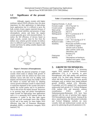 Efficient growth techniques and properties of Benzophenone Single ...