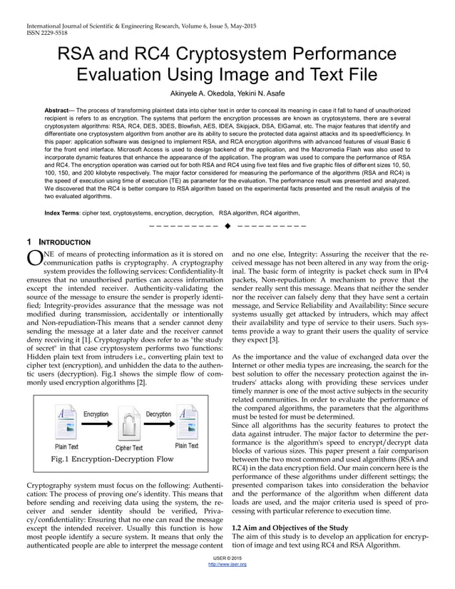 RSA and RC4 Cryptosystem Performance Evaluation Using Image and Text | PDF