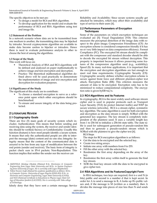 RSA and RC4 Cryptosystem Performance Evaluation Using Image and Text | PDF