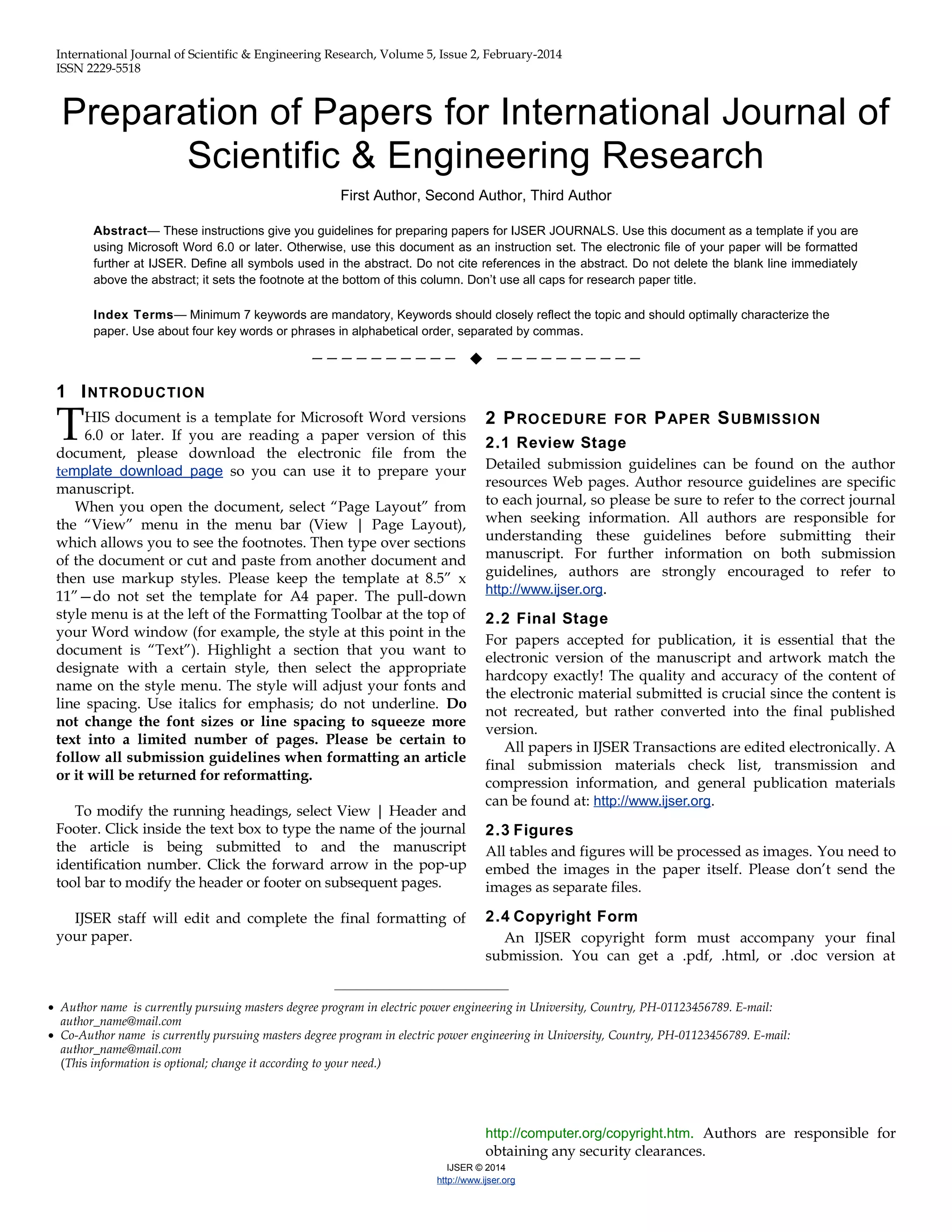 IJSER Template (International Journal of Scientific & Engineering ...
