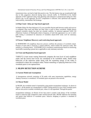 MLDW- A MultiLayered Detection mechanism for Wormhole attack in AODV based MANET | PDF