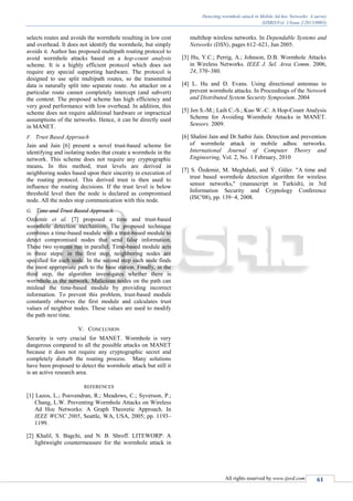 Detecting Wormhole Attack in Mobile Ad-hoc Networks: A Survey | PDF