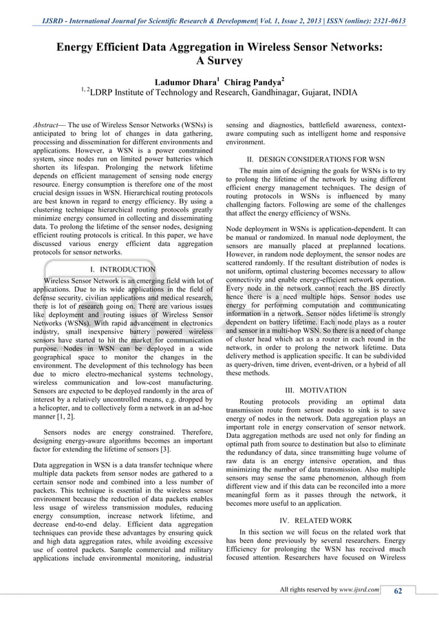 Energy Efficient Data Aggregation in Wireless Sensor Networks: A Survey ... Energy Efficient Data Aggregation in Wireless Sensor Networks: A Survey ...
