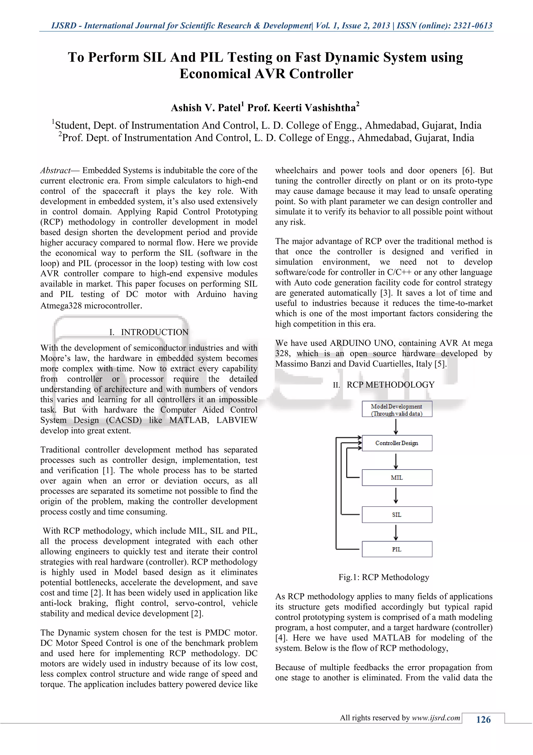 To Perform SIL And PIL Testing on Fast Dynamic System using Economical ...