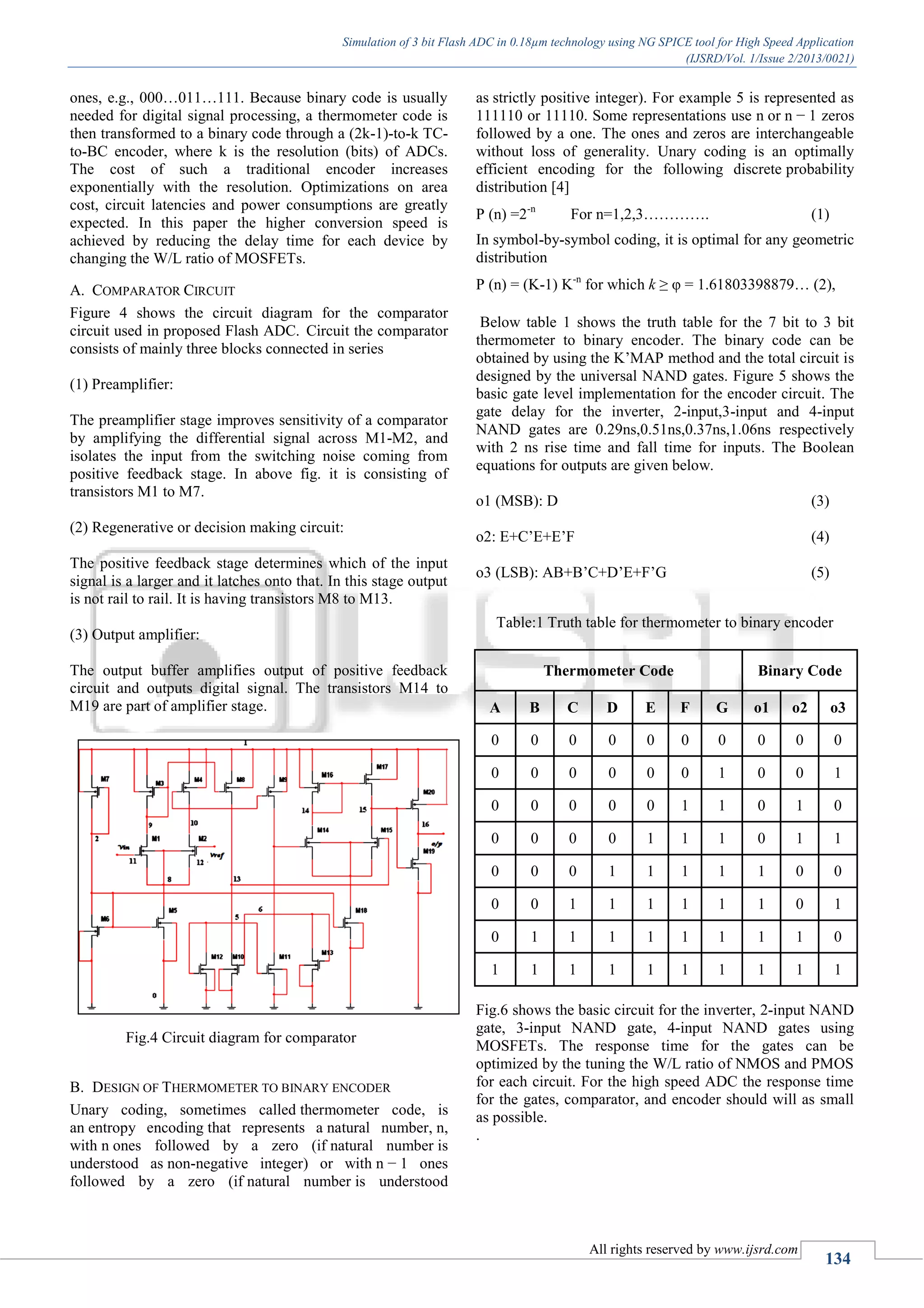 Simulation of 3 bit Flash ADC in 0.18μmTechnology using NG SPICE Tool for High speed Application ...