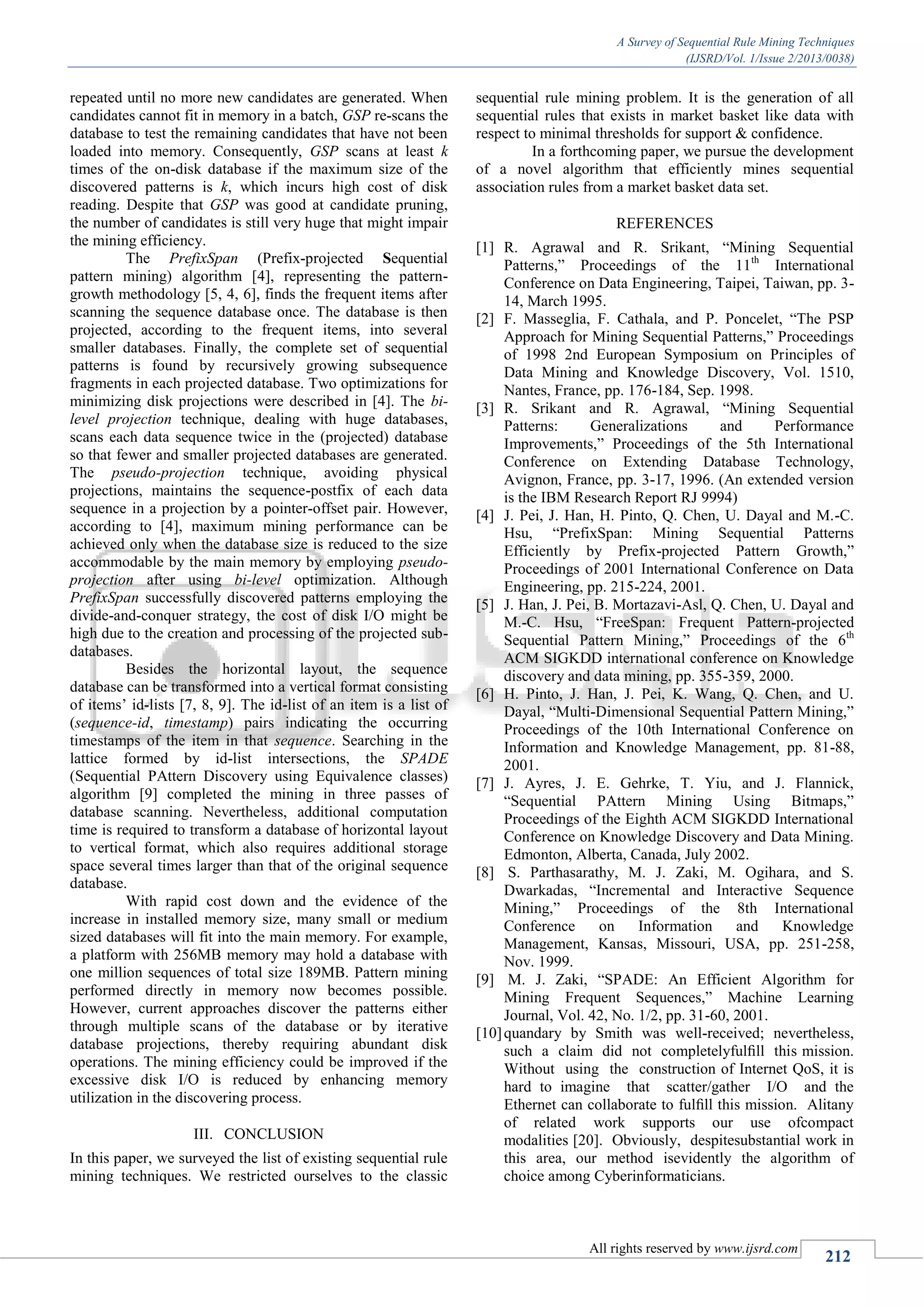 A Survey Of Sequential Rule Mining Techniques Pdf