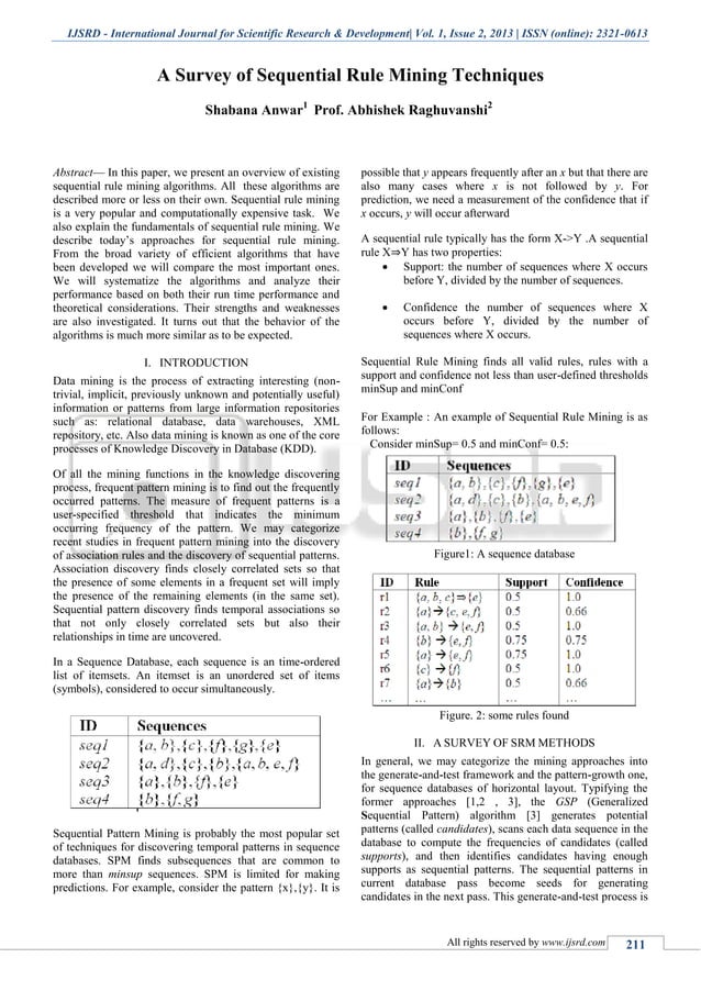 A Survey of Sequential Rule Mining Techniques | PDF | Databases | Computer Software and Applications