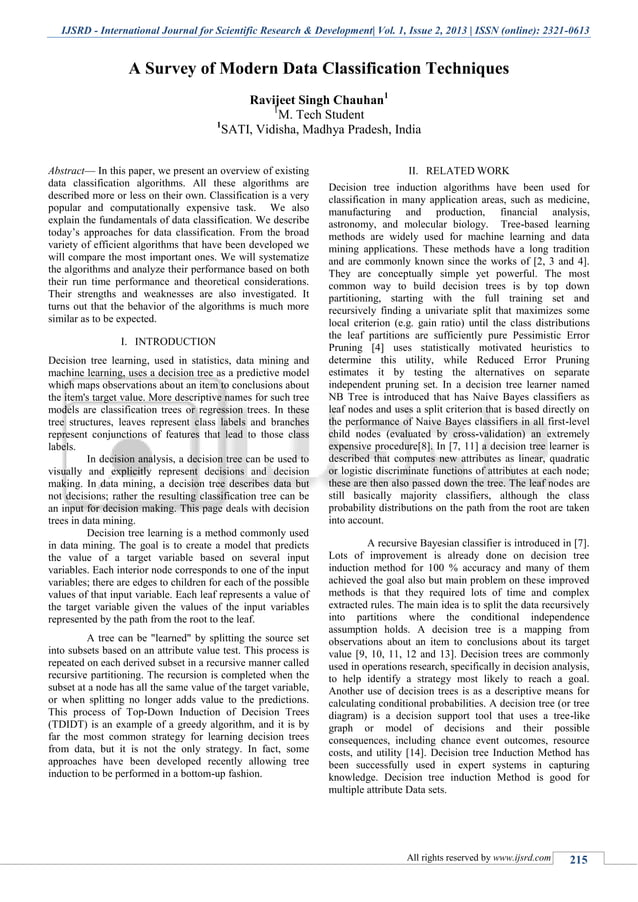 A Survey of Modern Data Classification Techniques | PDF
