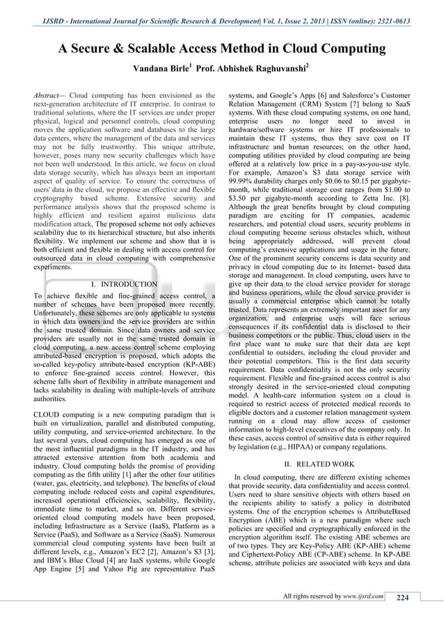 A Secure And Scalable Access Method In Cloud Computing Pdf