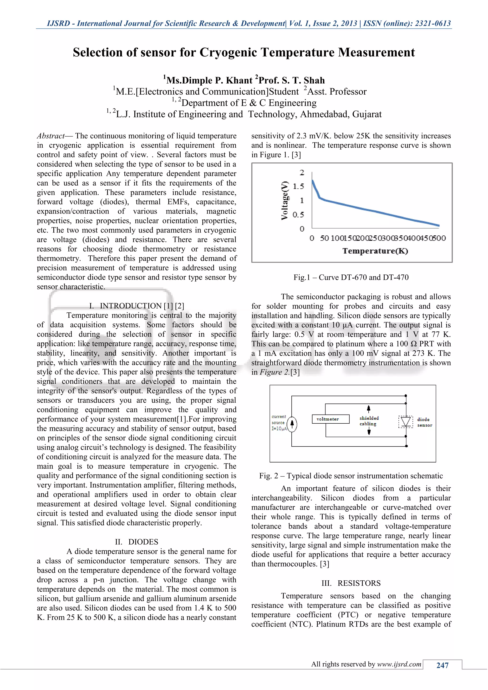 Selection of sensor for Cryogenic Temperature Measurement | PDF | Physics | Science