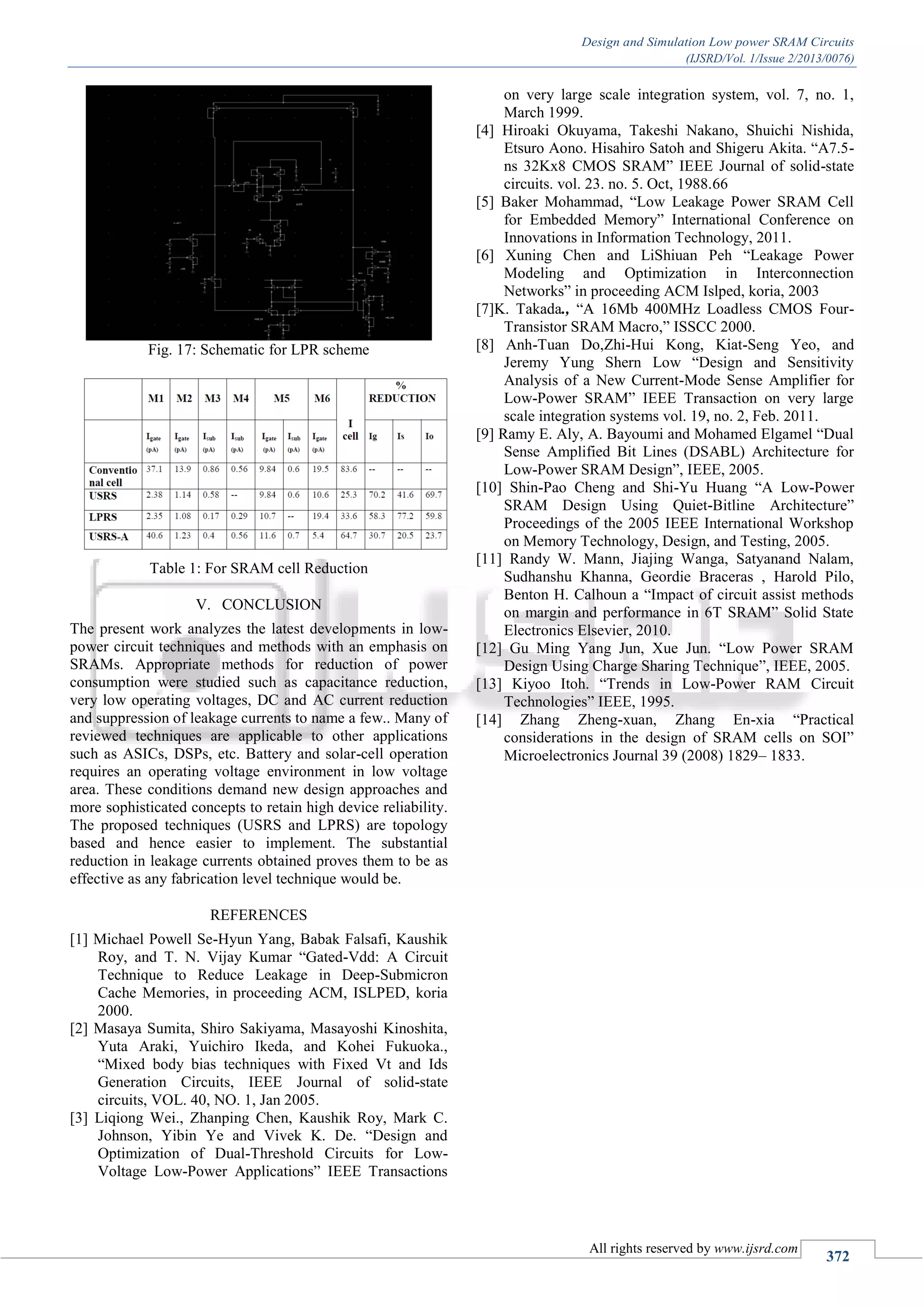 Design and Simulation Low power SRAM Circuits | PDF